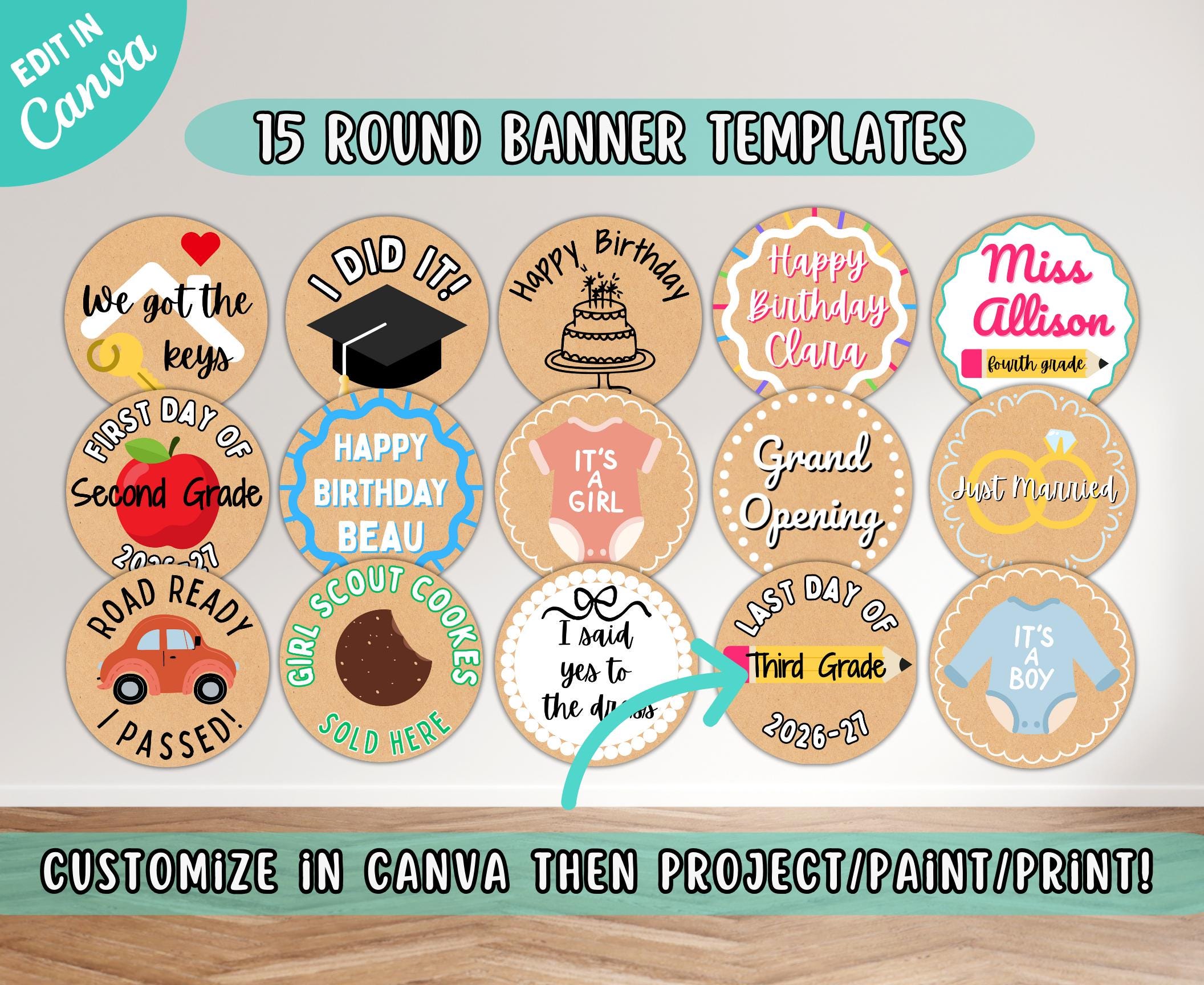Round Banner Canva Template Bundle – 15 Circle Signs for Banner Artists ...