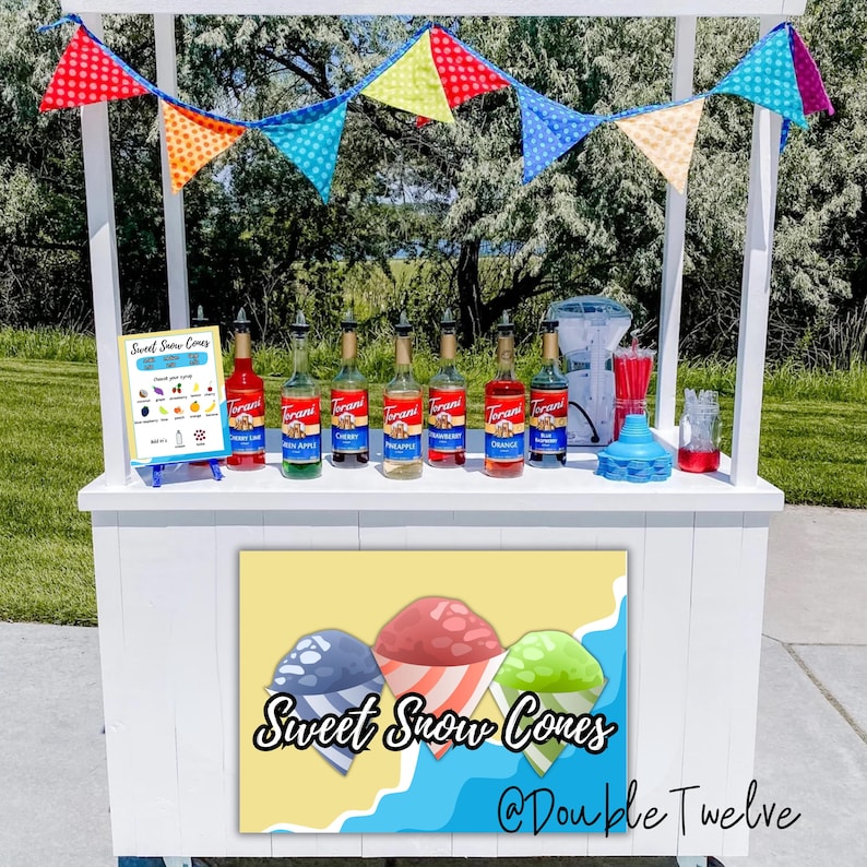 Snow Cone Stand Signs, Mobile Cart Business Display Menu, Editable ...
