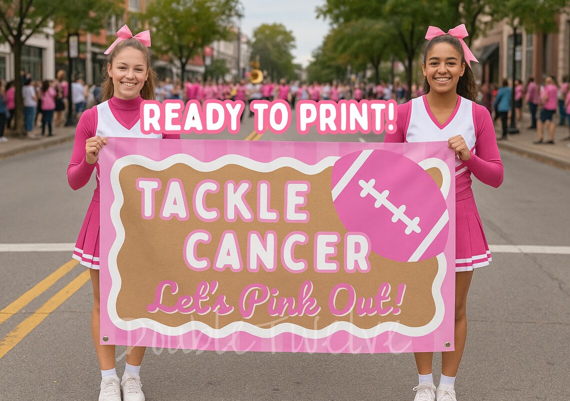 Pink Out Game Day Banner | Printable School Spirit Sign for Football ...