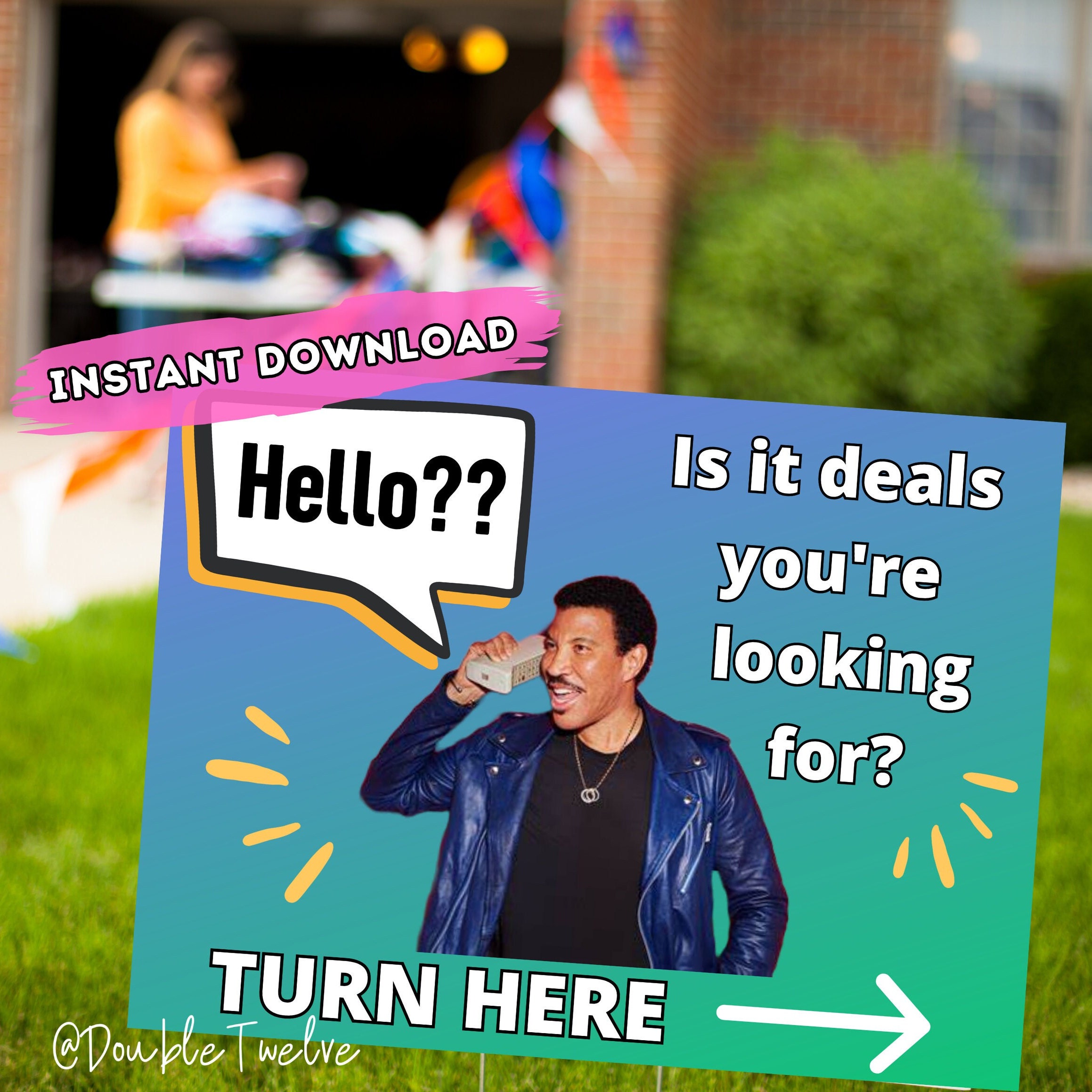 Funny Garage Sale Printable Yard Sign, Lionel Ritchie Hello?, Yard Sale ...