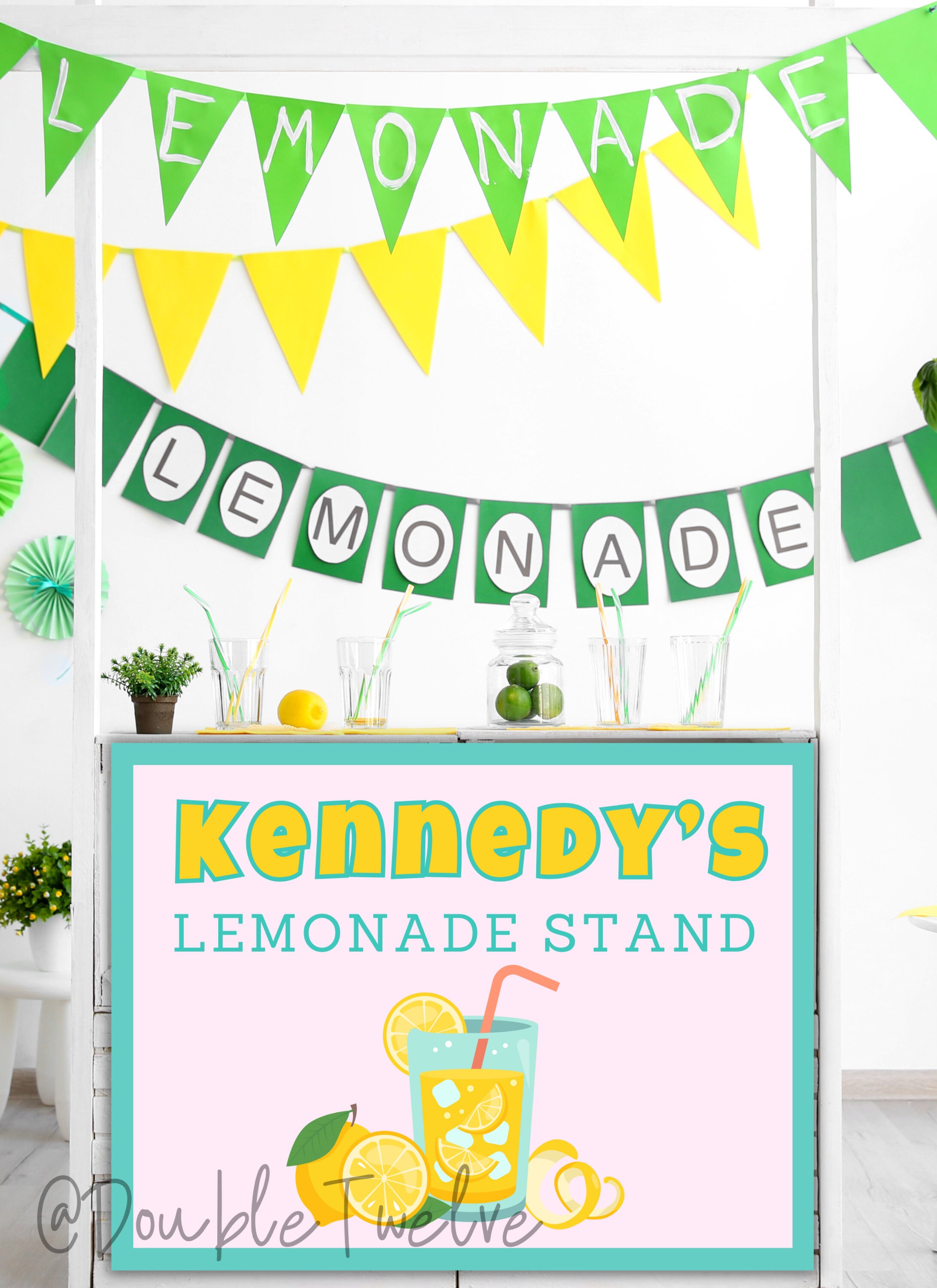 Custom Lemonade Stand Sign, DIY Kids Lemonade Booth Poster ...