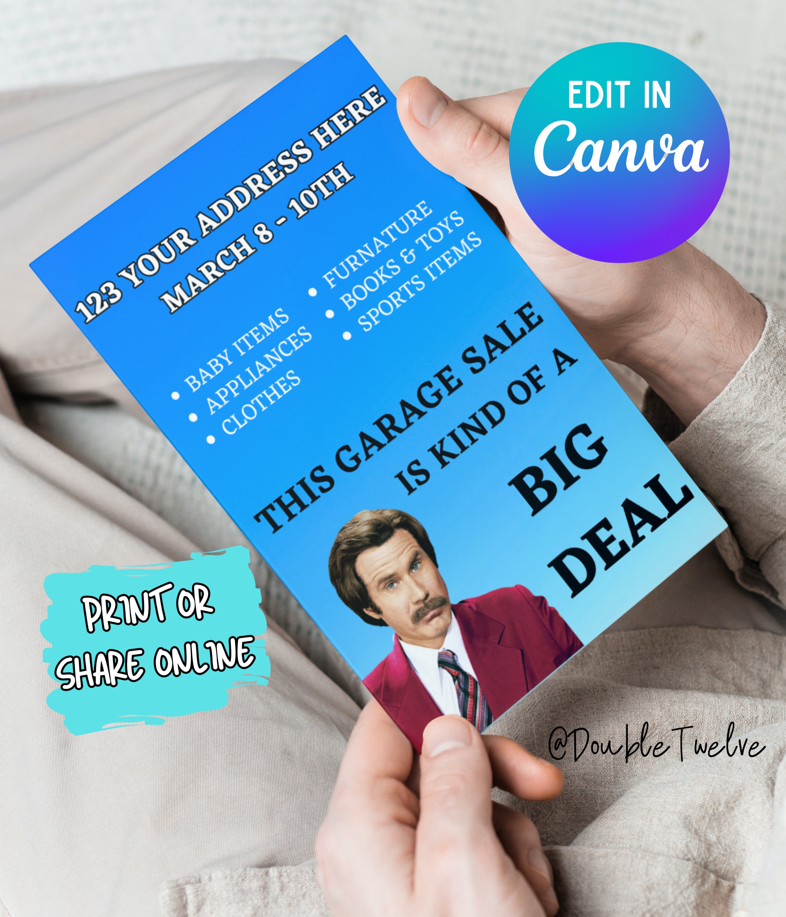 Funny Garage Sale Signs, Yard Sale Flyer, Editable Template, Garage ...