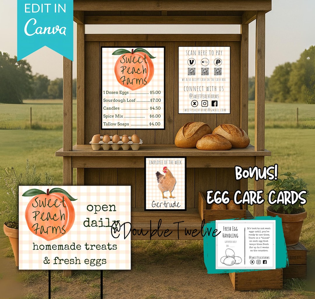 Printable Farm Stand Signs, Roadside Farm Produce Egg Stand Signage ...