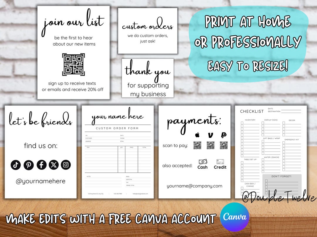 Display Signs for Craft Fair Booth, Editable Canva Template, Crafting ...