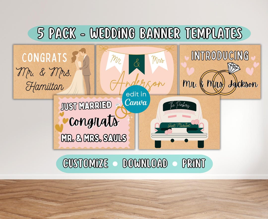 Printable Wedding Reception Banners | Personalized Bridal Shower Banner ...
