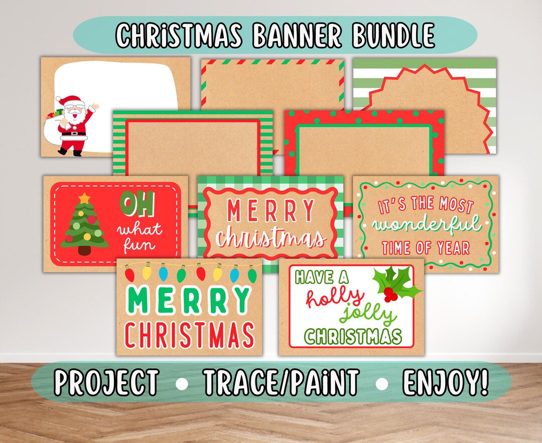 Merry Christmas Banners Template Bundle, Personalized Christmas Banner ...