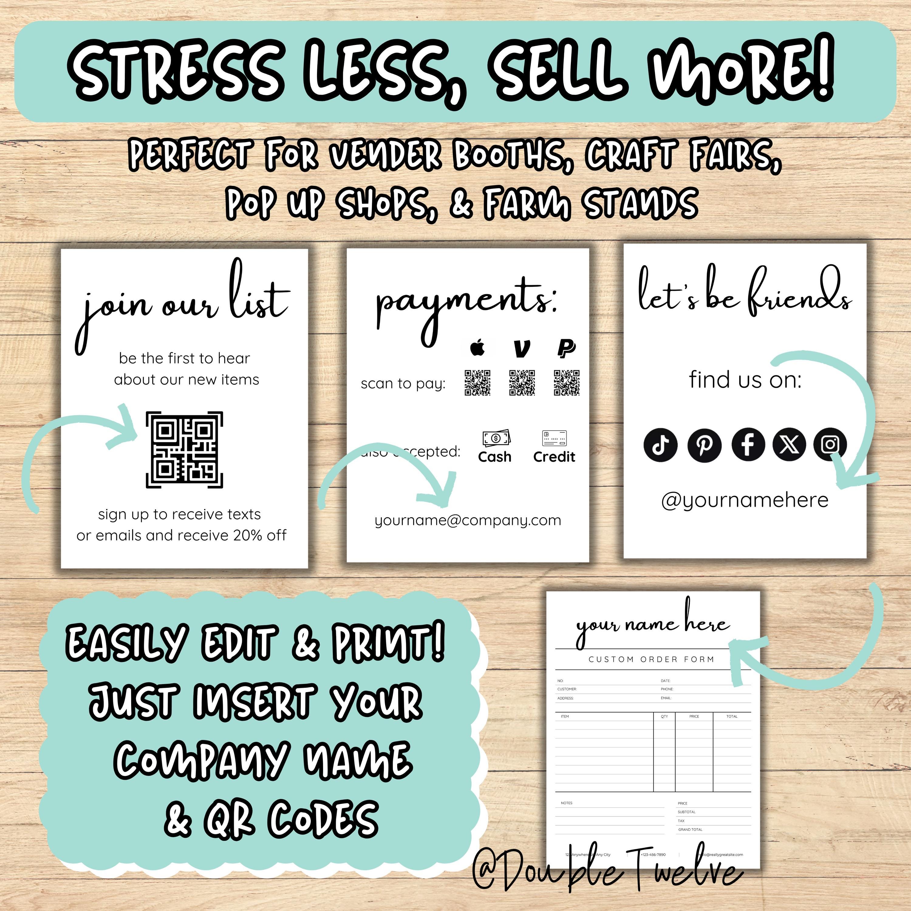 Display Signs for Craft Fair Booth, Editable Canva Template, Crafting ...