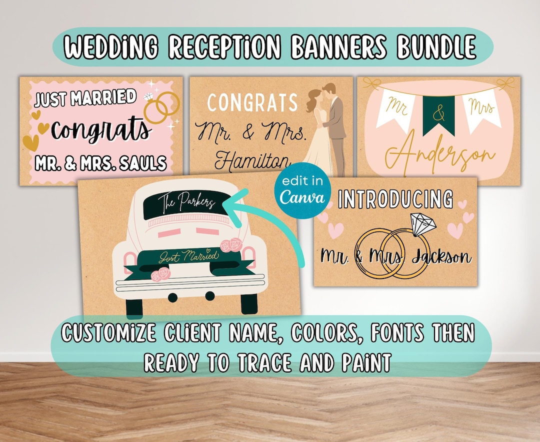 Personalized Wedding Reception Banners | Bridal Shower Banner Template ...