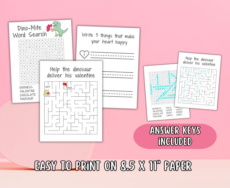Valentine Classroom Printable Party Pack | 20 Cards, Word Search, Maze ...