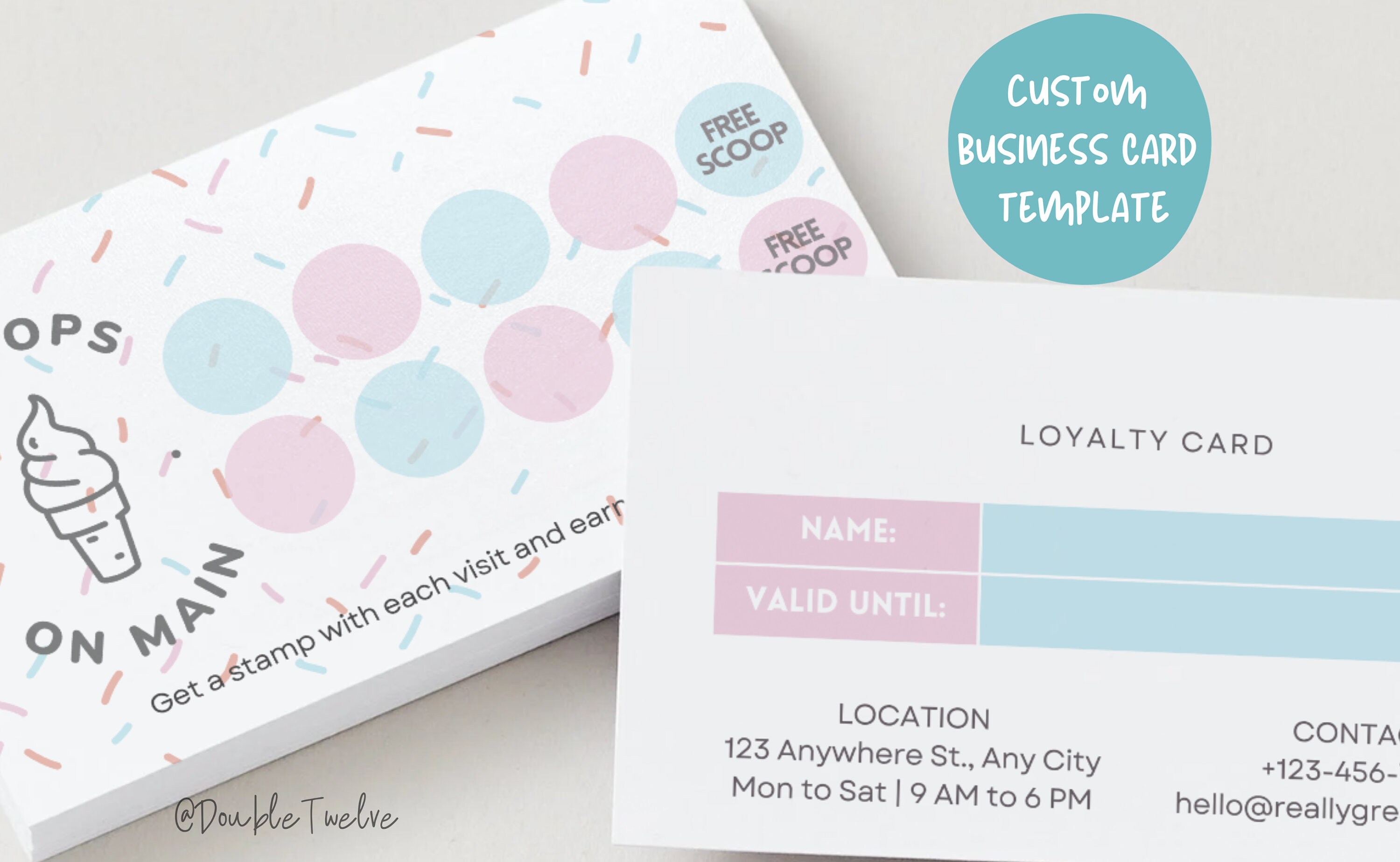 Editable Business Card Template, Loyalty Reward Punch Card, Custom ...