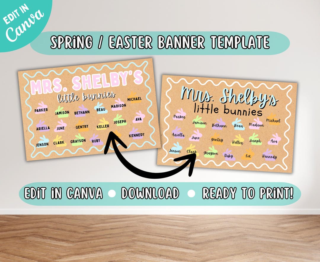 Printable Easter Bunny Class Names Banner | Classroom Spring Bulletin ...