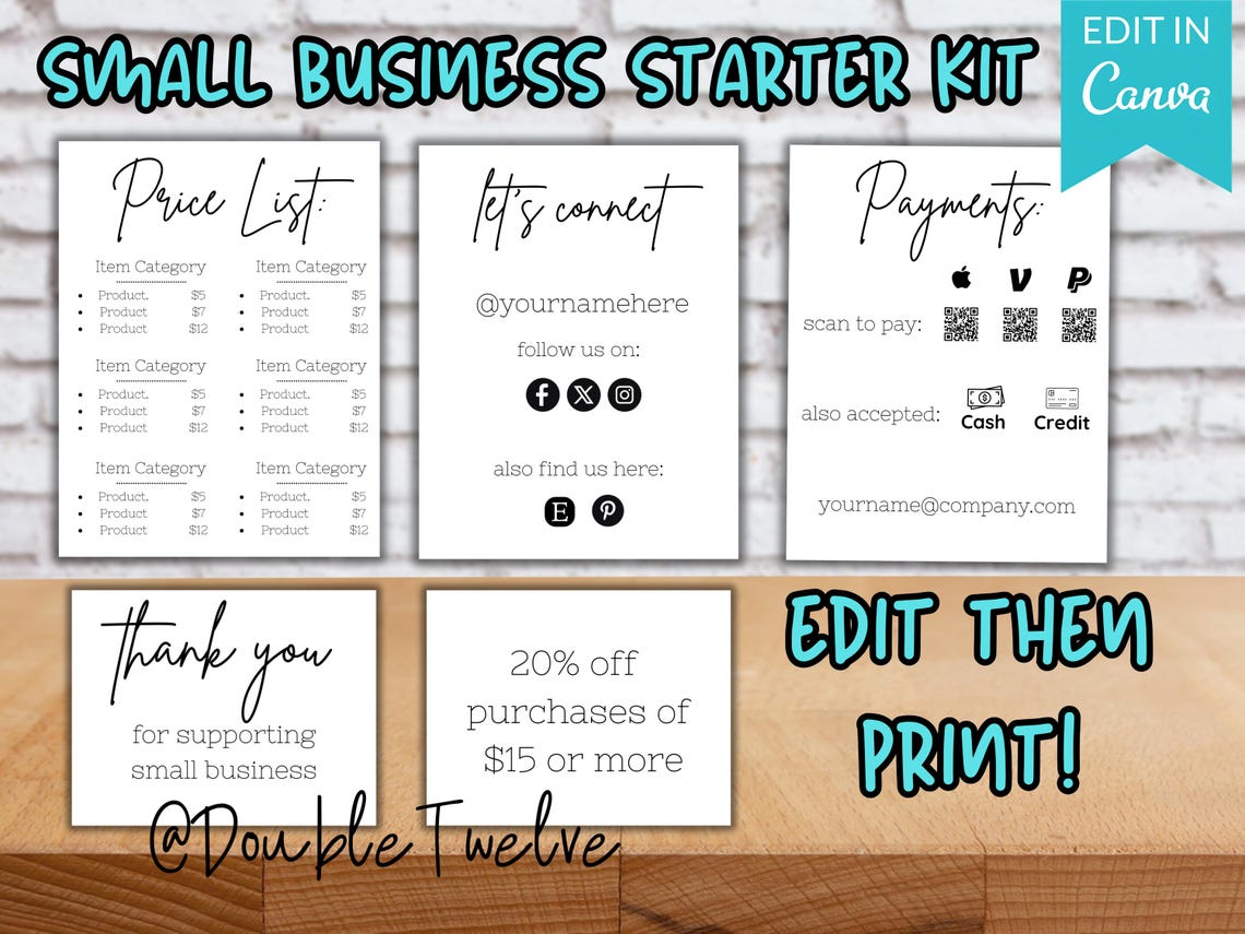 Small Business Signs Bundle, Instant Editable Canva Template, Flea ...