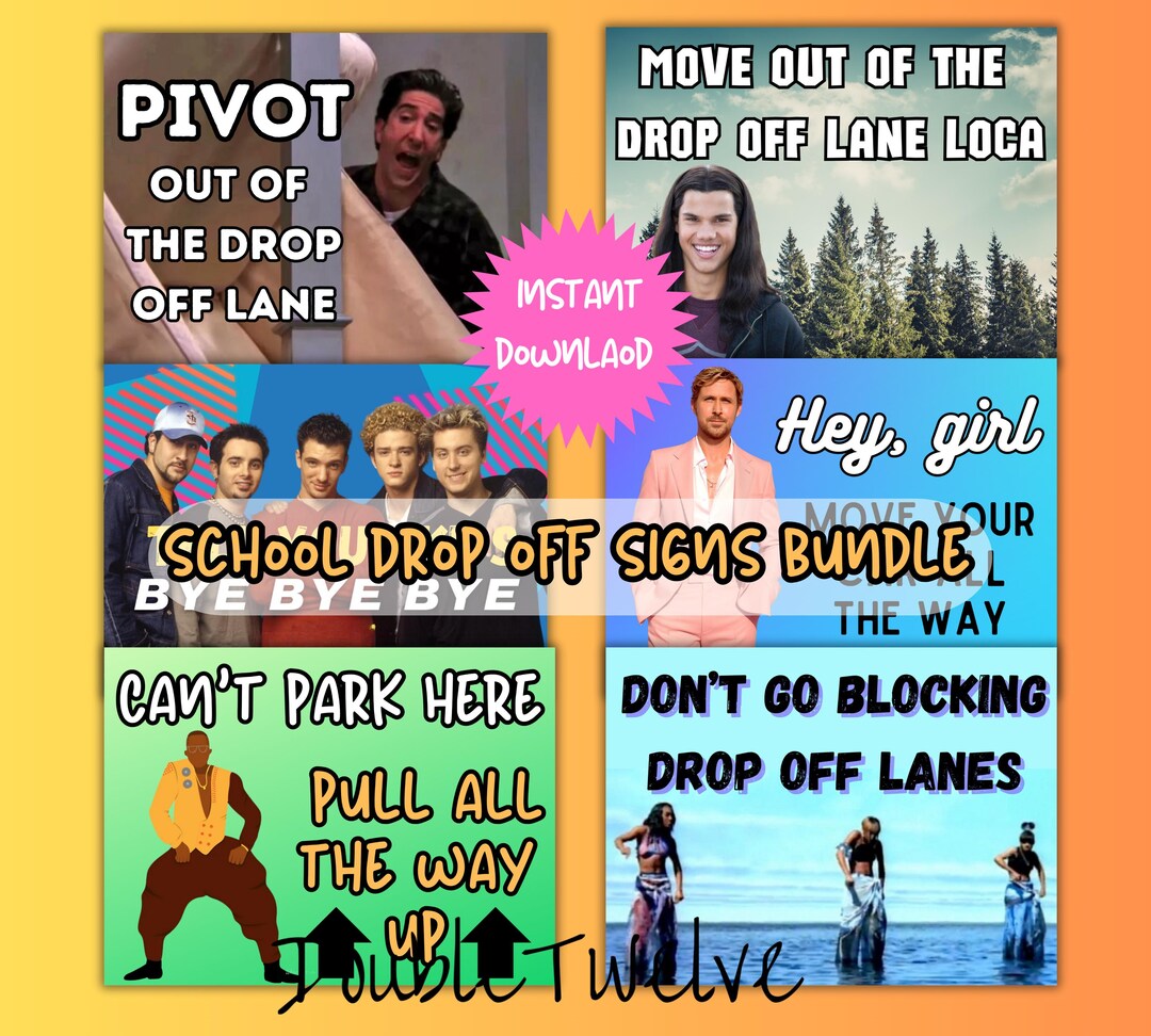 Funny School Drop-off Signs, Car Line Printable Bundle, Printable ...