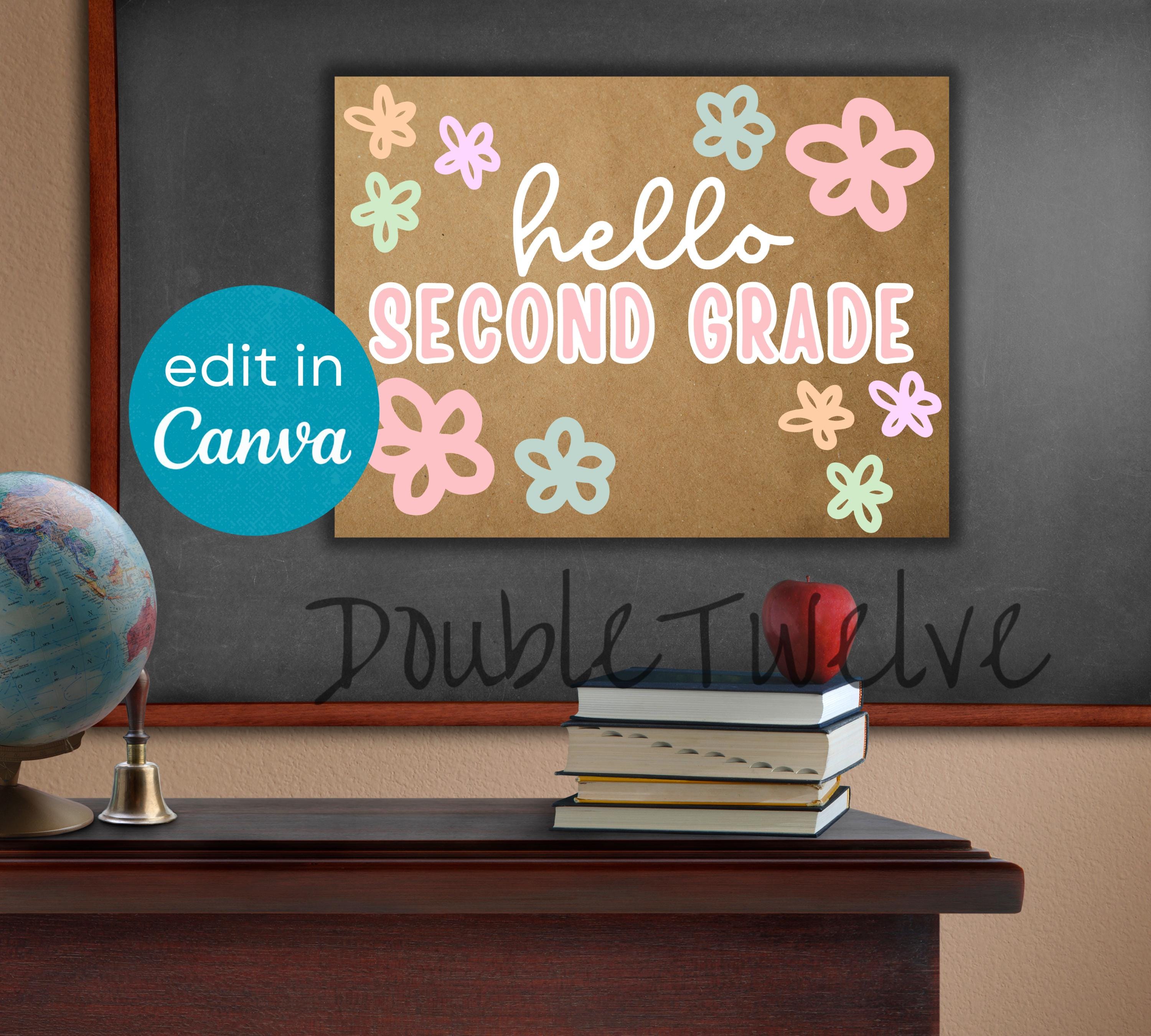 Brown Paper Mini Banner Back to School, Classroom Grade Sign Template ...