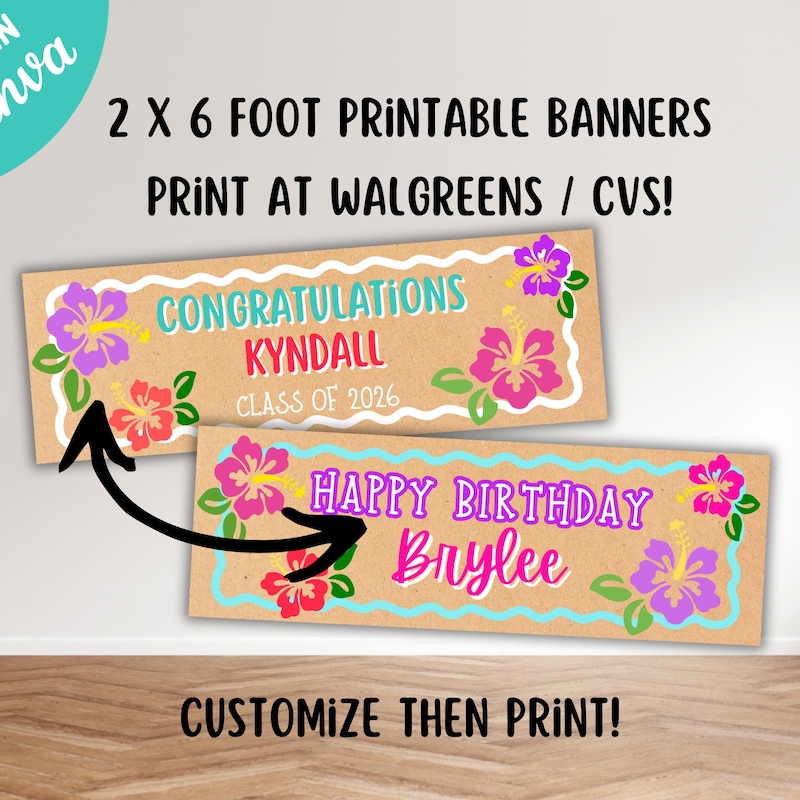 Canva Template Luau Banner - Etsy