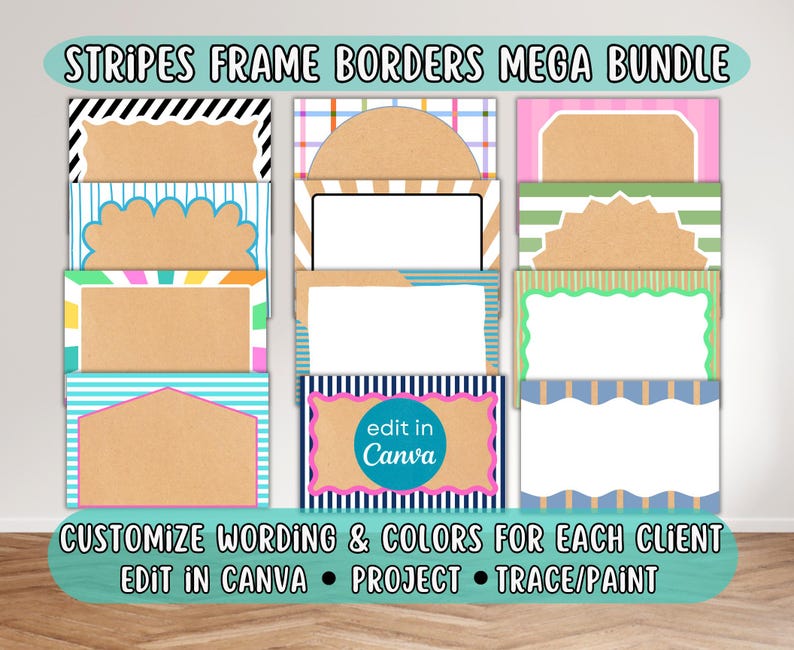 Project & Trace Easter Banner Borders Bundle, Canva Template Digital ...