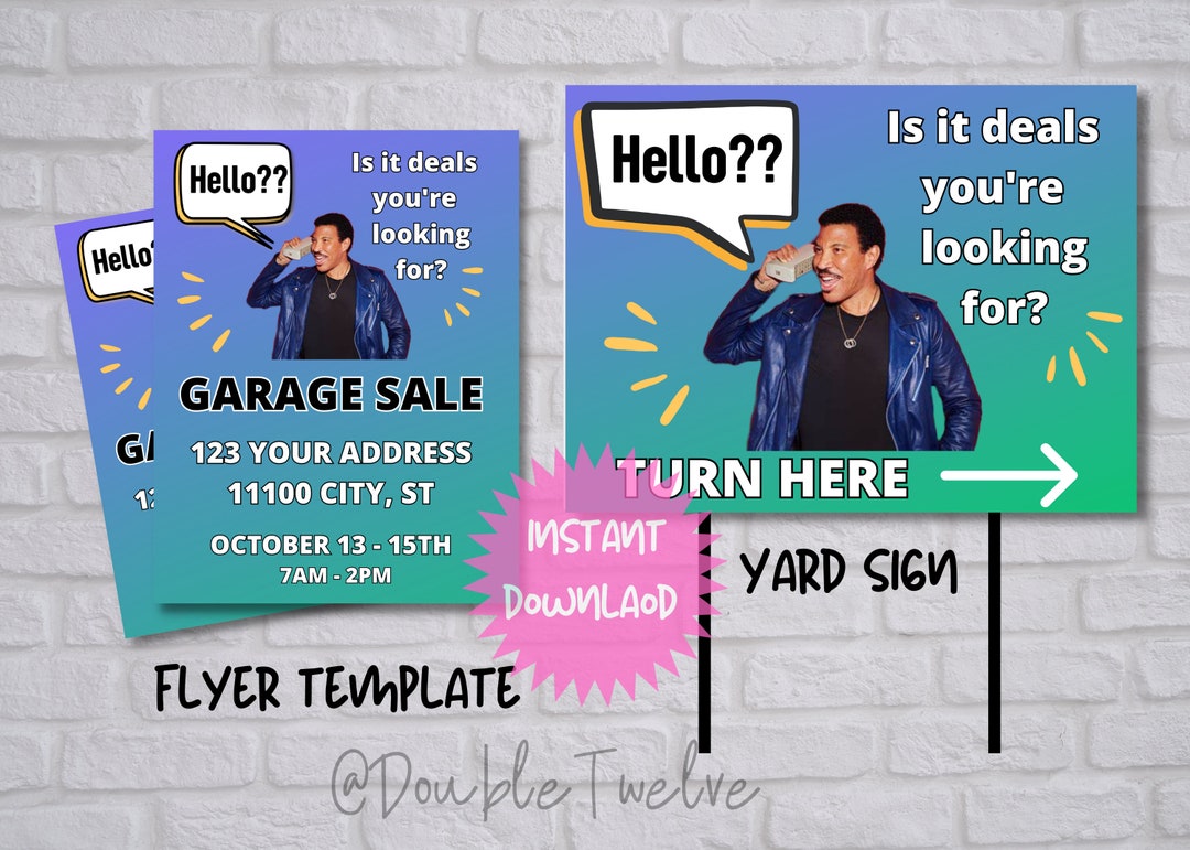 Funny Garage Sale Bundle, Custom Flyer and Yard Sign, Editable Template ...