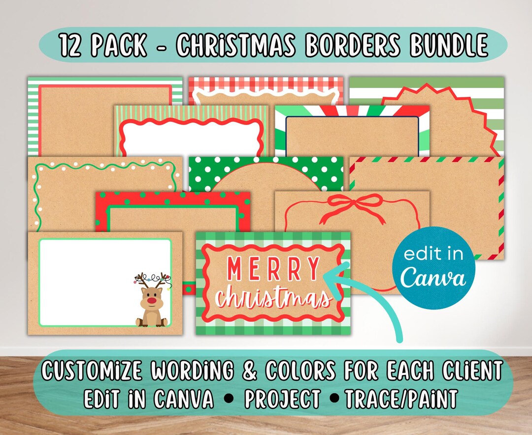 Christmas Banner Borders Mega Bundle, Digital Canva Templates for ...