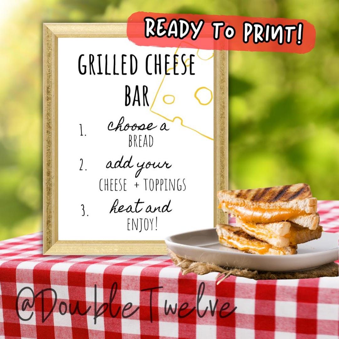 Grilled Cheese Sandwich Bar Sign, Brunch Lunch Party Menu, Bridal ...