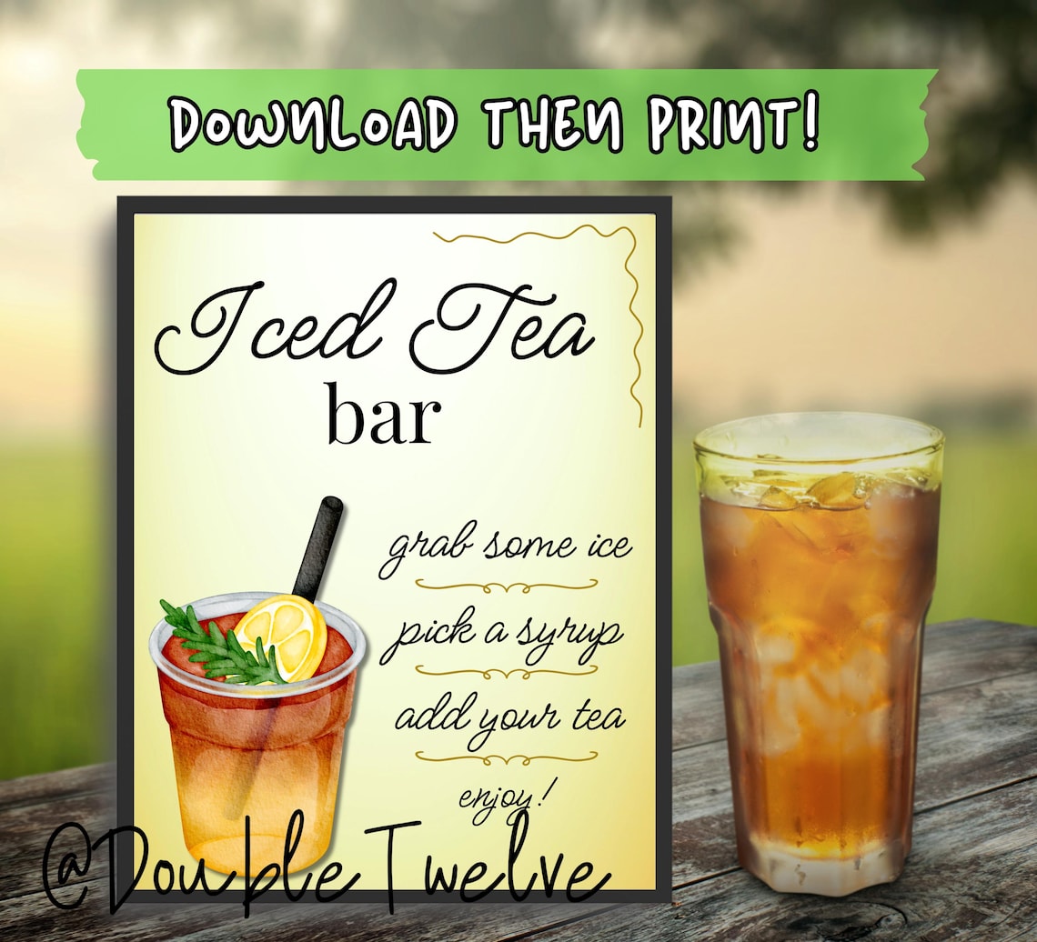 Iced Tea Bar Station Sign, Summer Party Event Drink Table, Sweet Tea ...