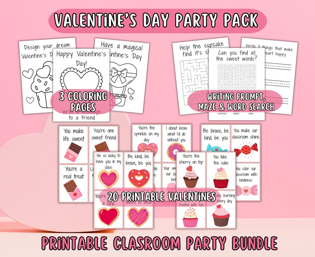 Valentine Classroom Printable Party Pack | Bundle of Valentine's Day ...