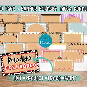 Banner Borders Mega Bundle | Fabric or Paper Banner Canva Templates ...