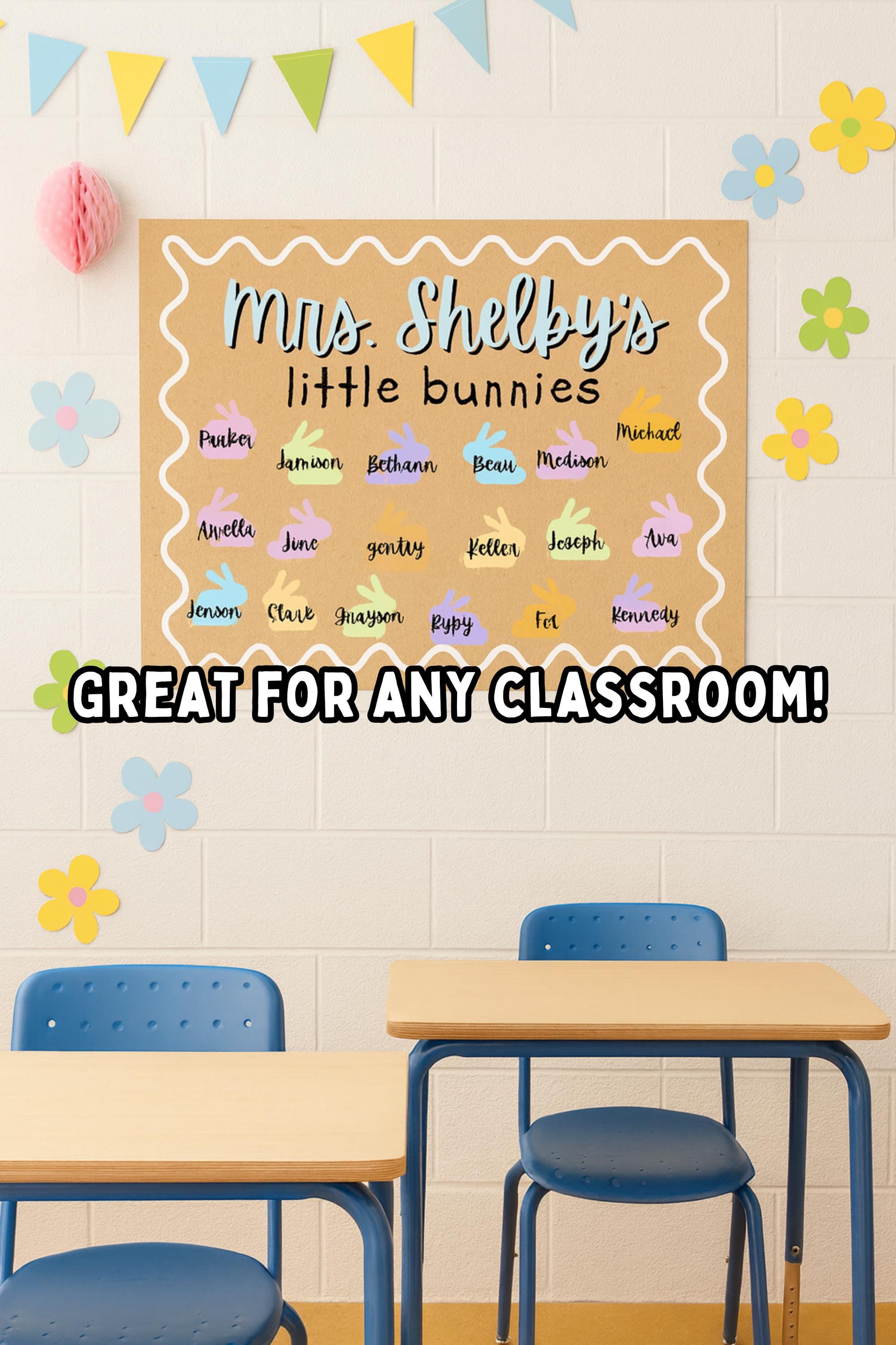 Printable Easter Bunny Class Names Banner | Classroom Spring Bulletin ...