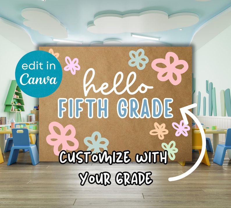 Brown Paper Mini Banner Back to School, Classroom Grade Sign Template ...