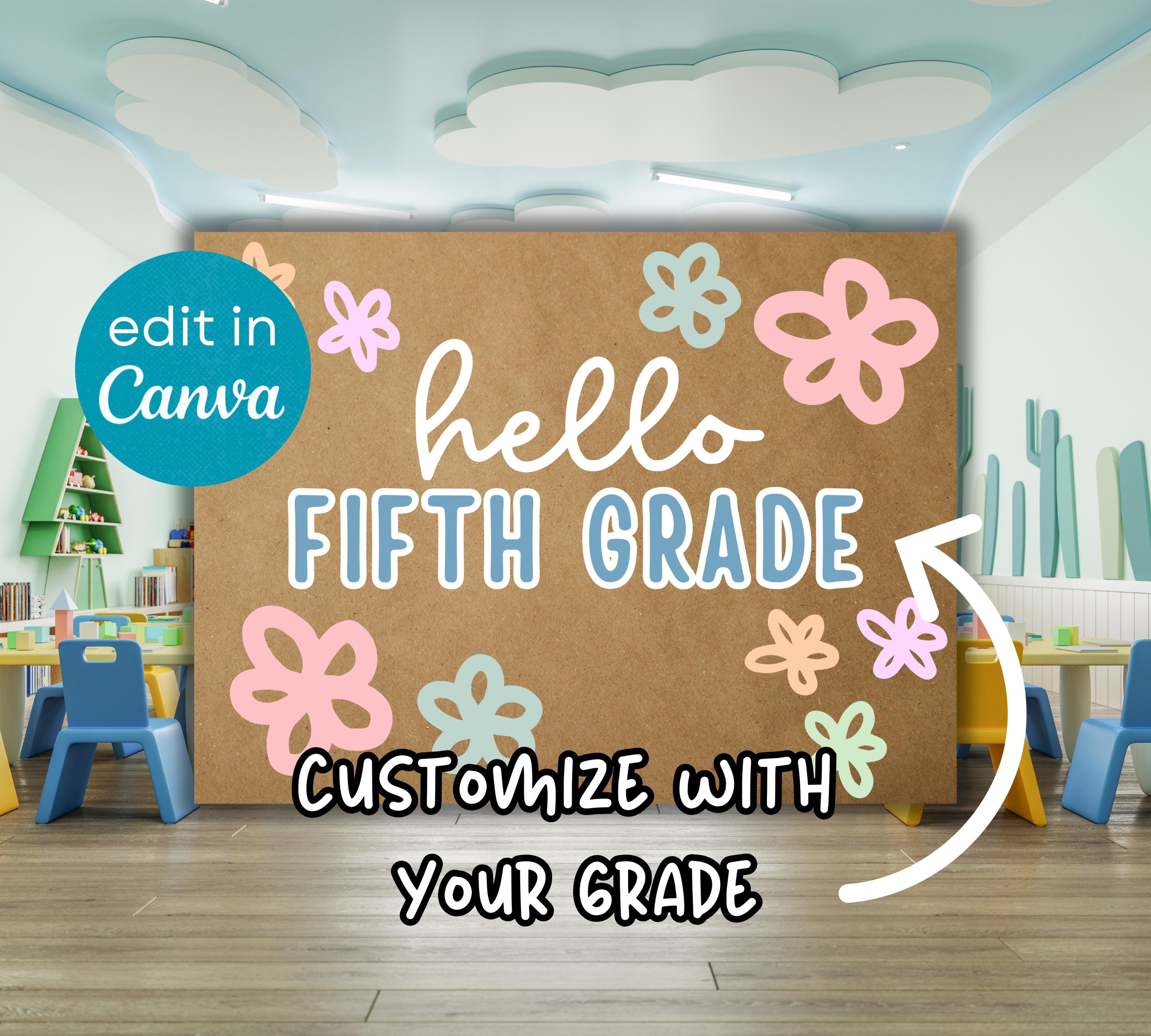 Brown Paper Mini Banner Back to School, Classroom Grade Sign Template ...