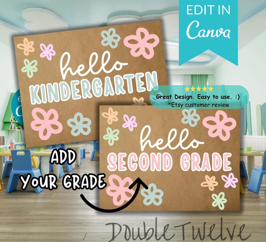 Brown Paper Mini Banner Back to School, Classroom Grade Sign Template ...
