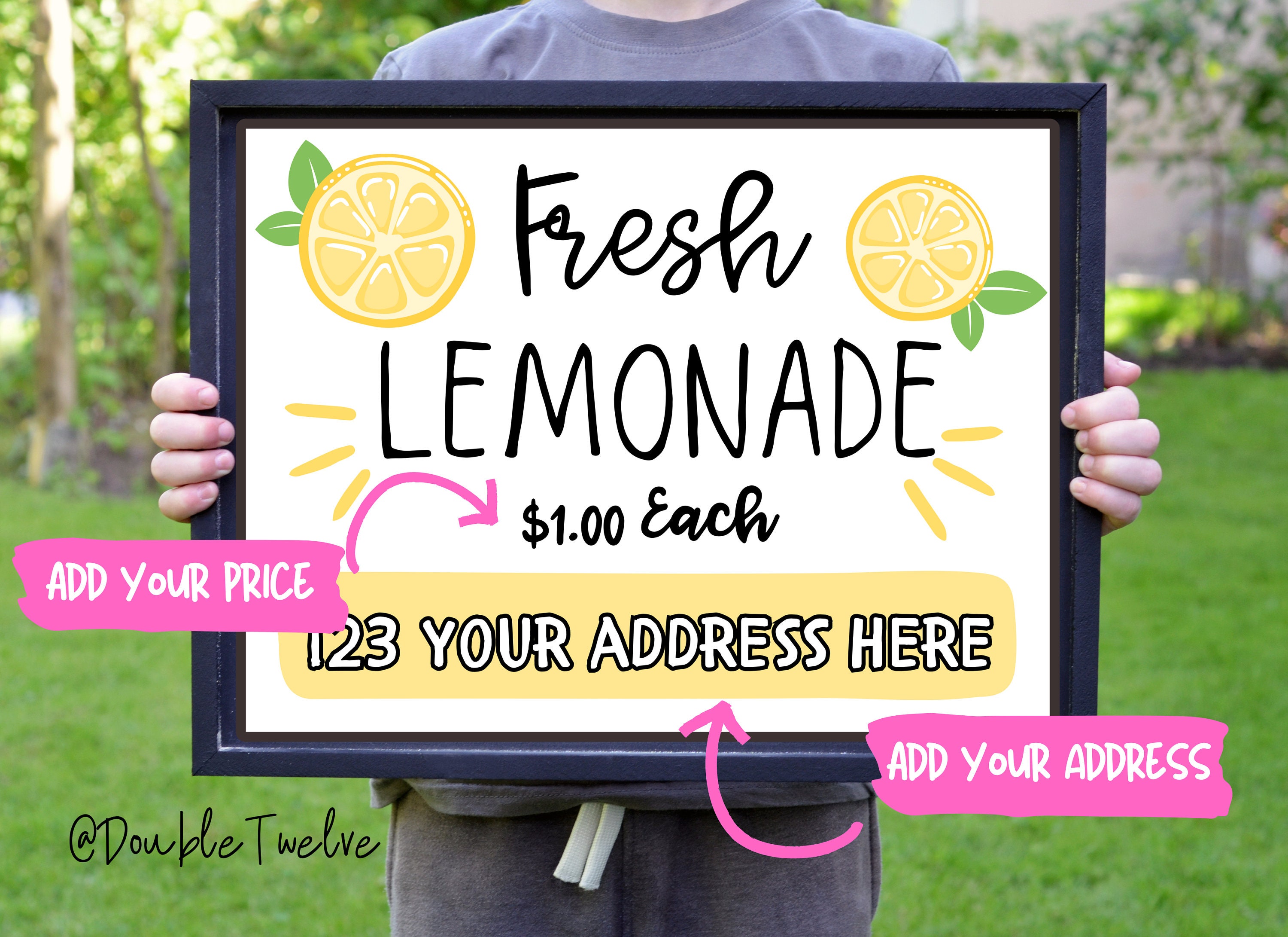 Printable Lemonade Stand Sign, DIY Lemonade Stand Yard Signs, Editable Template, Cute Kids ...