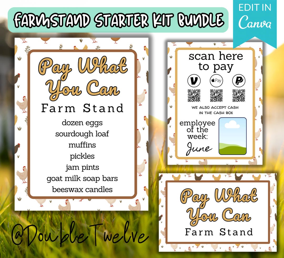 Printable Roadside Farm Stand Signs, Pay What You Can Store, Farmstand ...