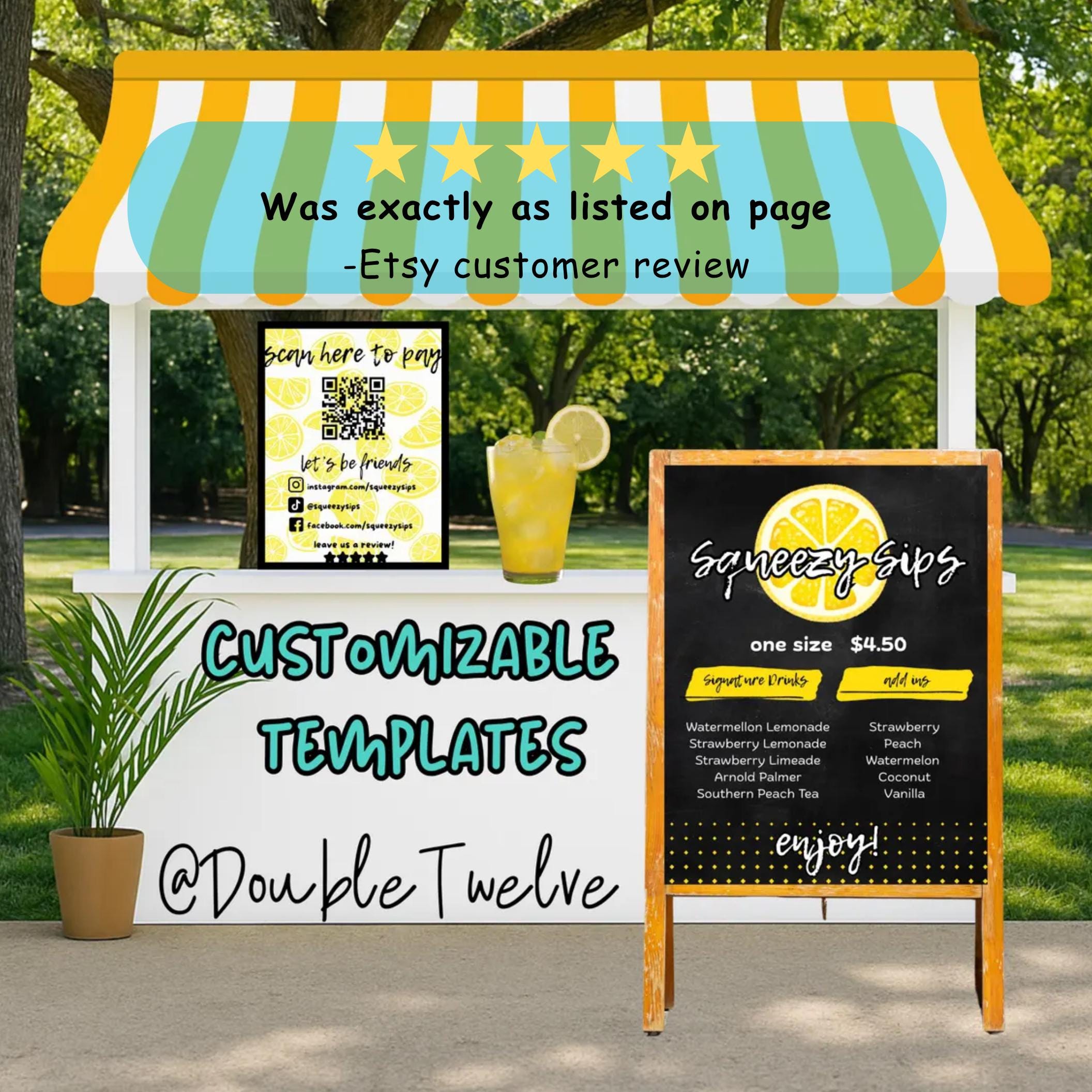Custom Lemonade Business Signs, Mobile Drink Price Menu Sign, Editable ...