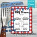 Backyard BBQ Menu Sign, Printable Bar-b-que Labor Day Summer Party ...