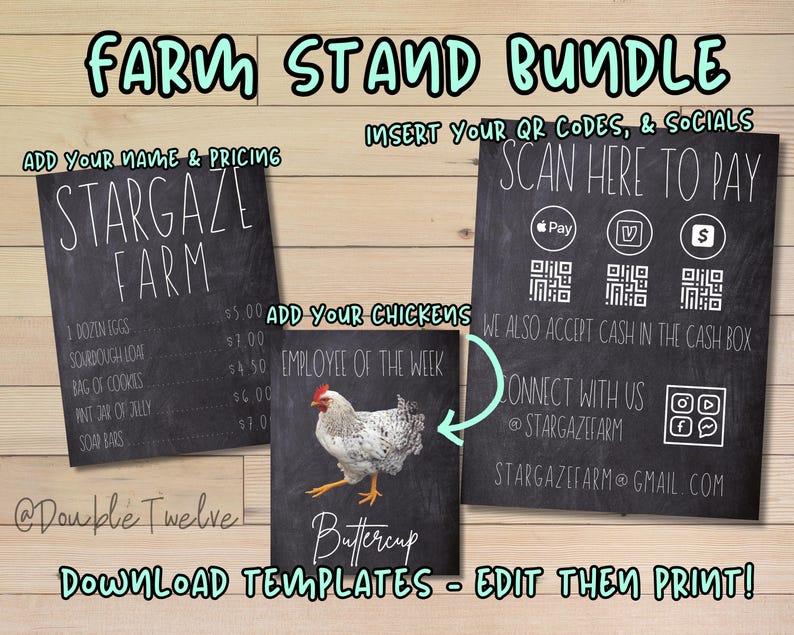 Farm Stand Signs Bundle, Roadside Farm Store Templates, Eggs for Sale ...