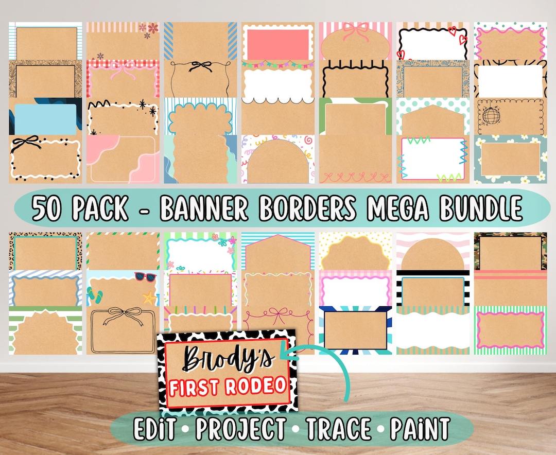 Huge Painted Banner Borders Bundle | Digital Canva Borders + Frames ...