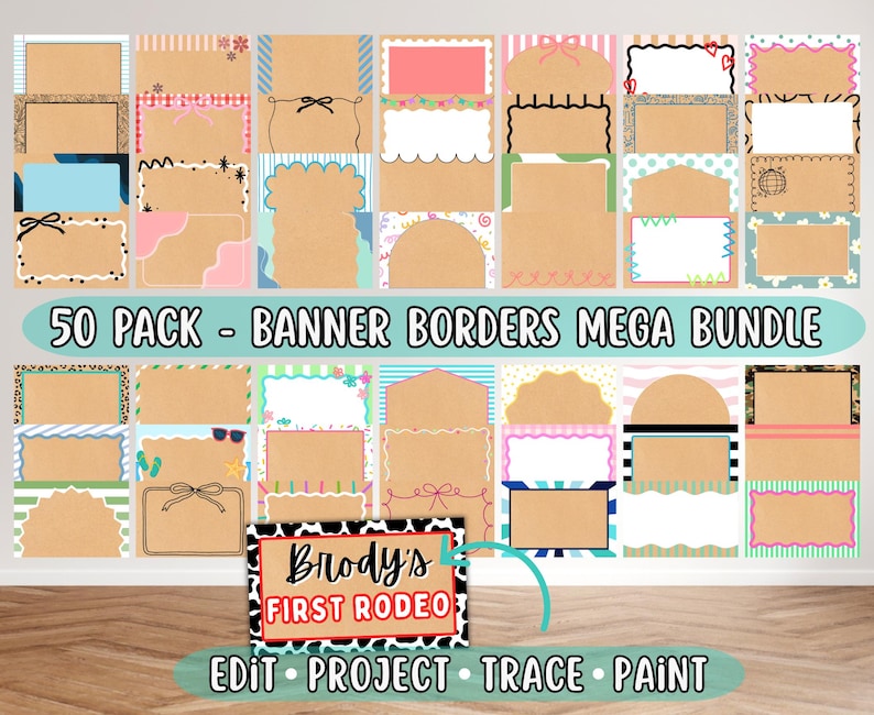 Huge Painted Banner Borders Bundle | Digital Canva Borders + Frames ...