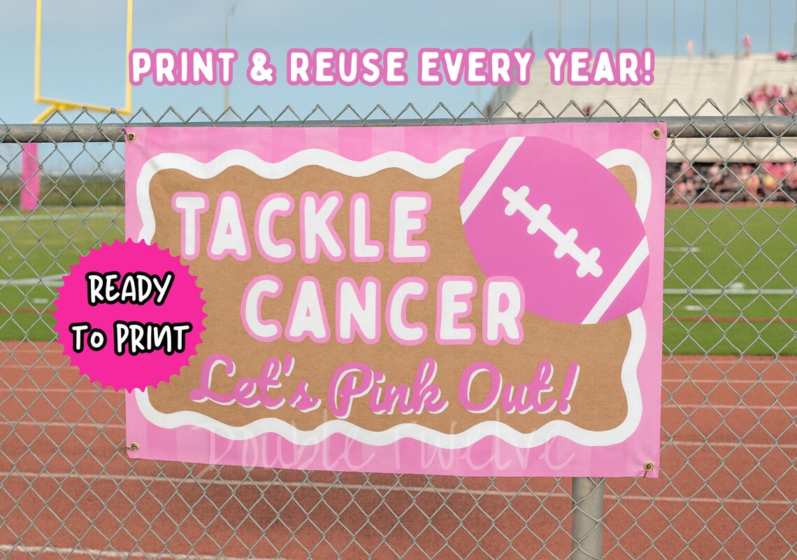 Pink Out Game Day Banner | Printable School Spirit Sign for Football ...