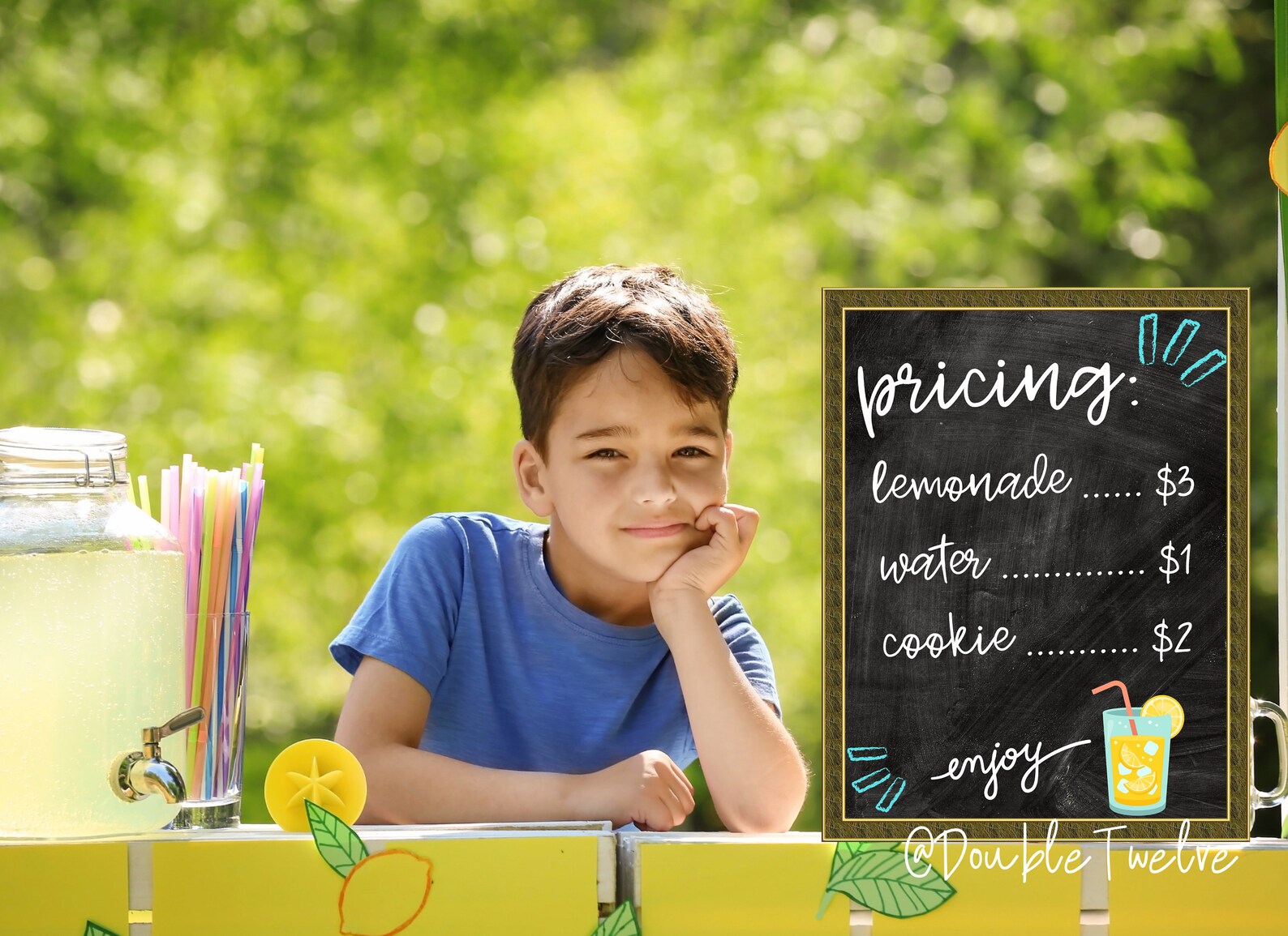 Lemonade Stand Poster & Pricing Sign Bundle, Editable Template, Summer Kids Lemonade Sale, Booth ...