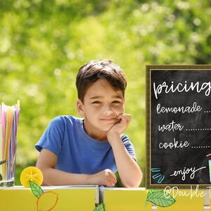 Lemonade Stand Poster & Pricing Sign Bundle, Editable Canva Template, Summer Kids Booth ...