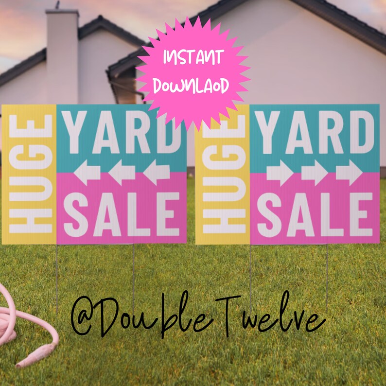 Bright Garage Sale Yard Sign, Community Sale Signs, Canva Editable ...