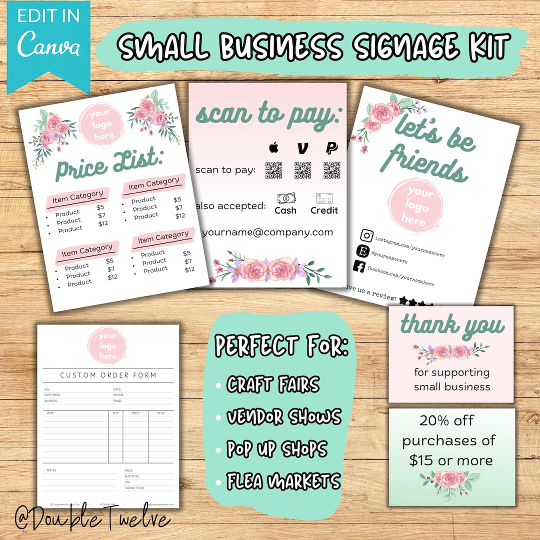Flea Market Booth Signs, Craft Fair & Farmers Market Display Canva ...