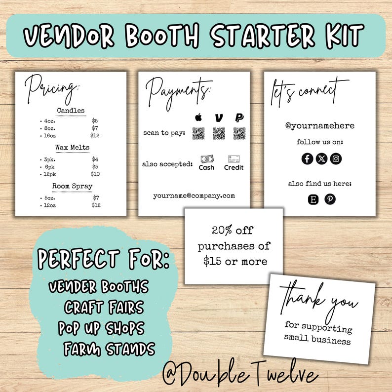 Vendor Booth Sign Kit, Editable Canva Template, Craft Fair Farmers ...