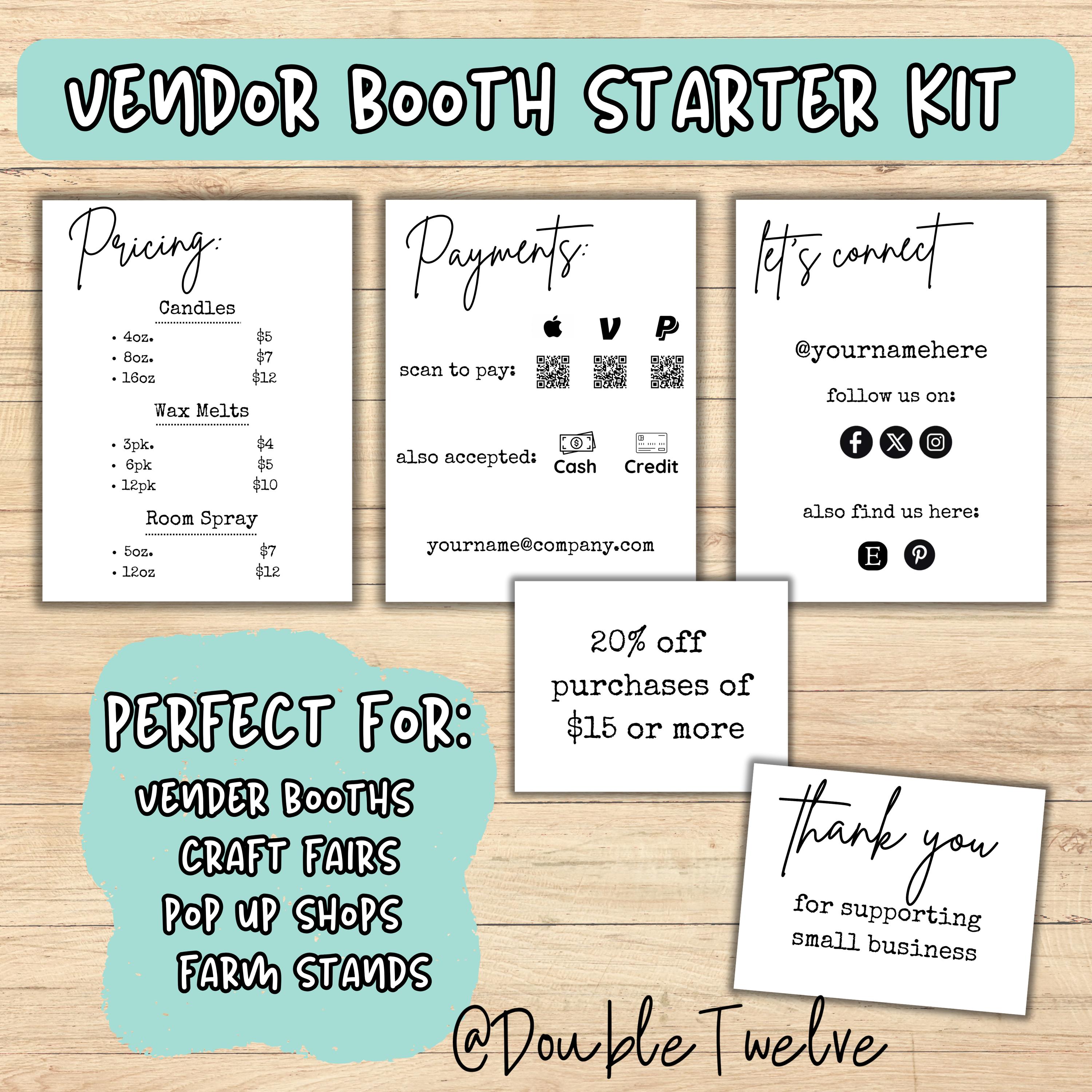 Vendor Booth Sign Kit, Instant Editable Canva Template, Craft Fair ...