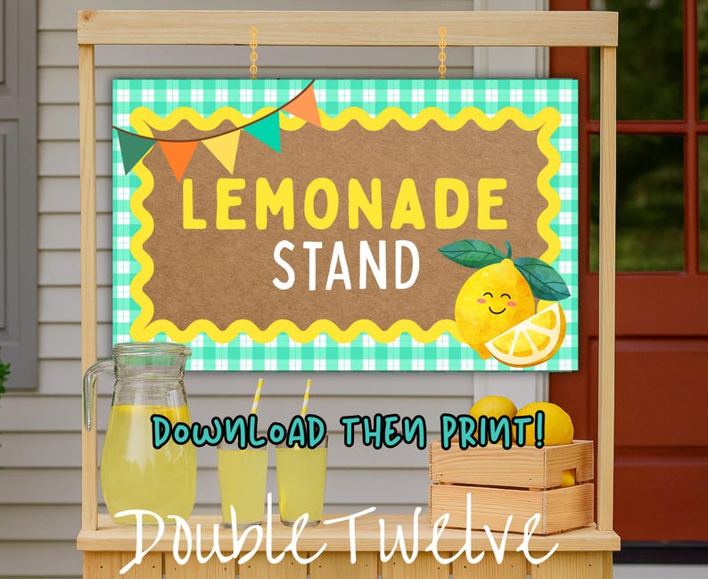 Lemonade Stand Banner, Reusable Kids Lemonade Sign, Brown Paper Painted ...