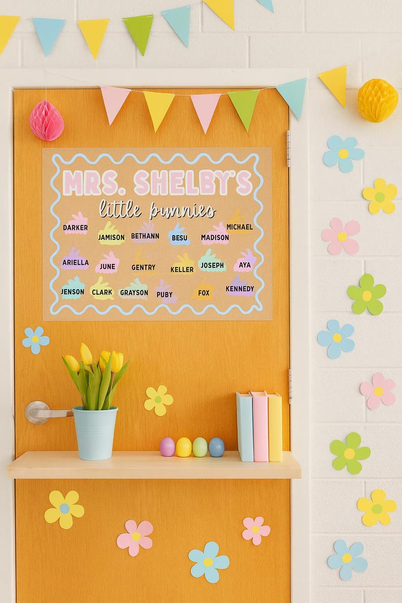 Printable Easter Bunny Class Names Banner | Classroom Spring Bulletin ...