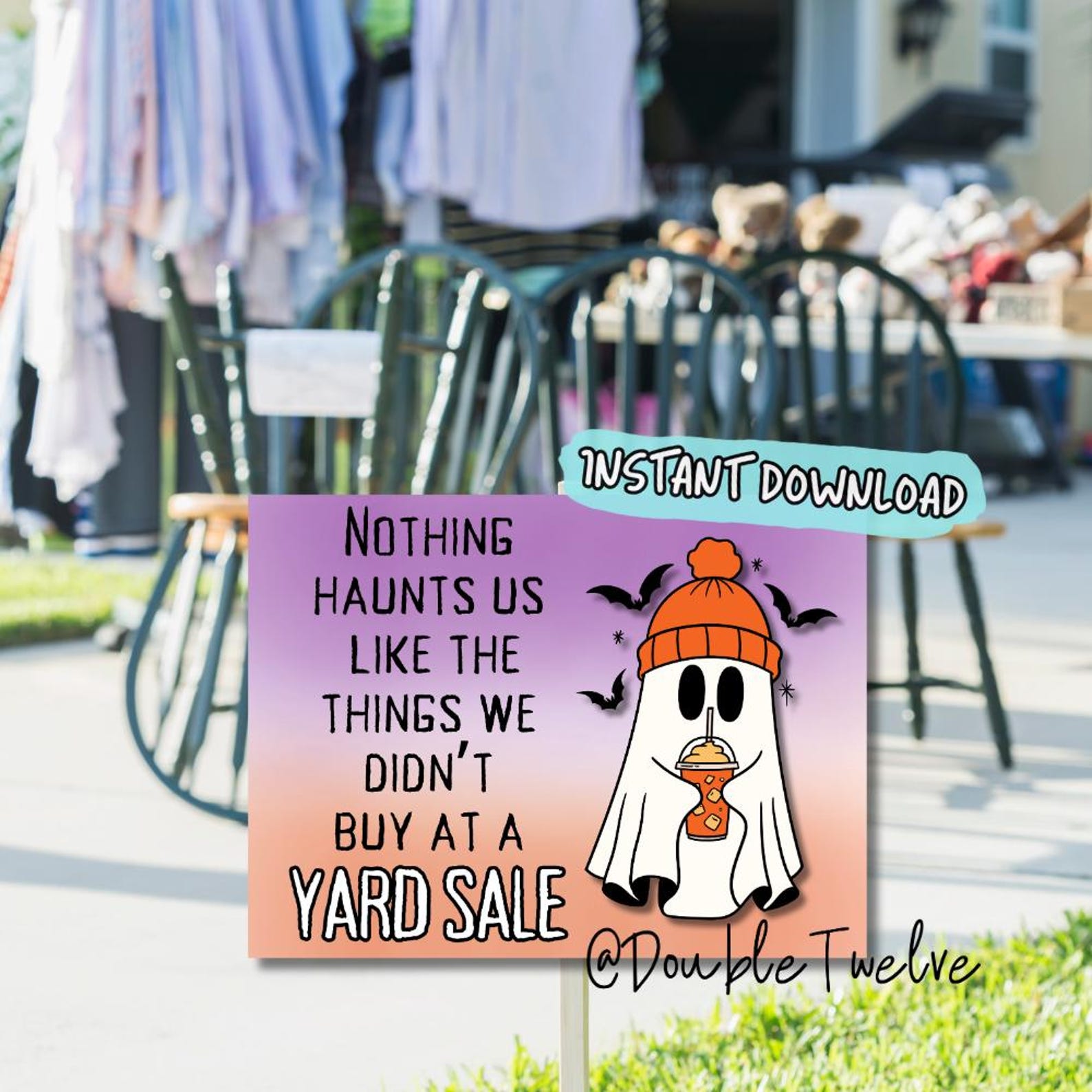 Funny Yard Sale Sign Printable – Halloween Ghost Pumpkin Poster, Fall ...