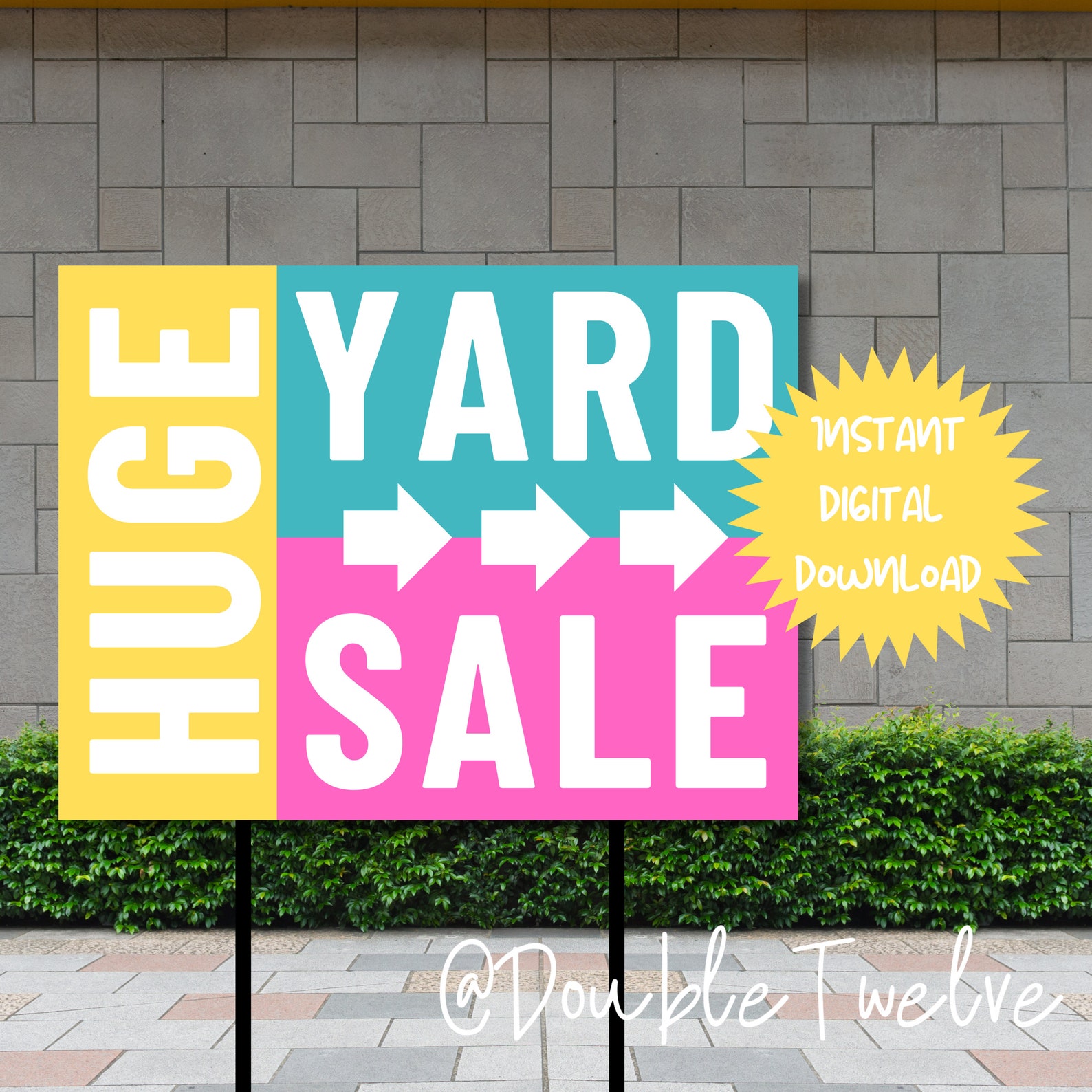 Bright Garage Sale Yard Sign, Community Sale Signs, Canva Editable ...