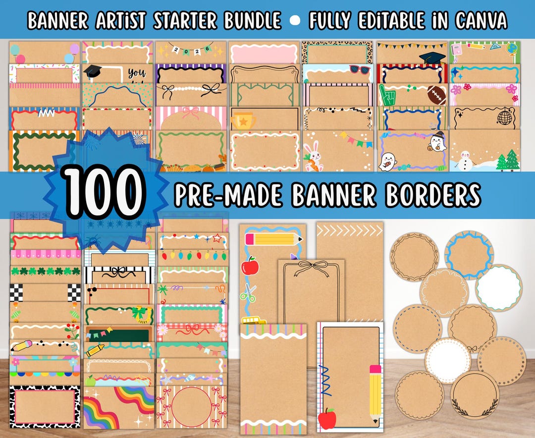 Project & Paint Banner Borders, 100 Hand Painted Banner Templates ...