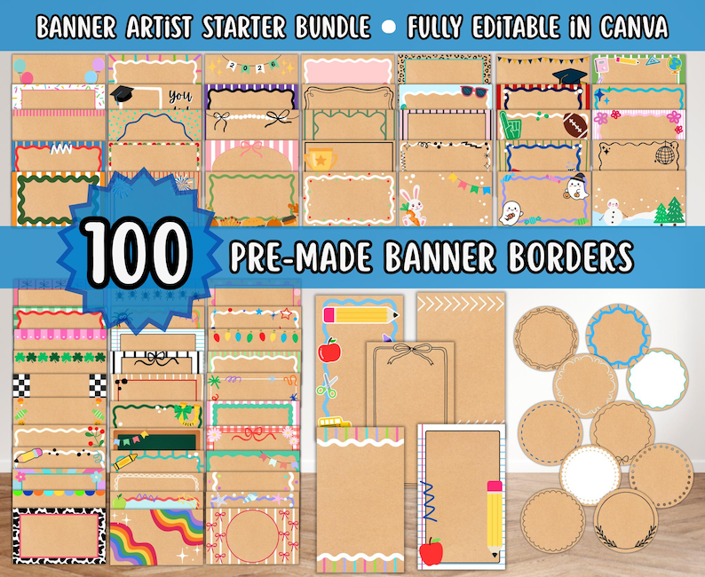 Project & Paint Banner Borders, 100 Hand Painted Banner Templates ...